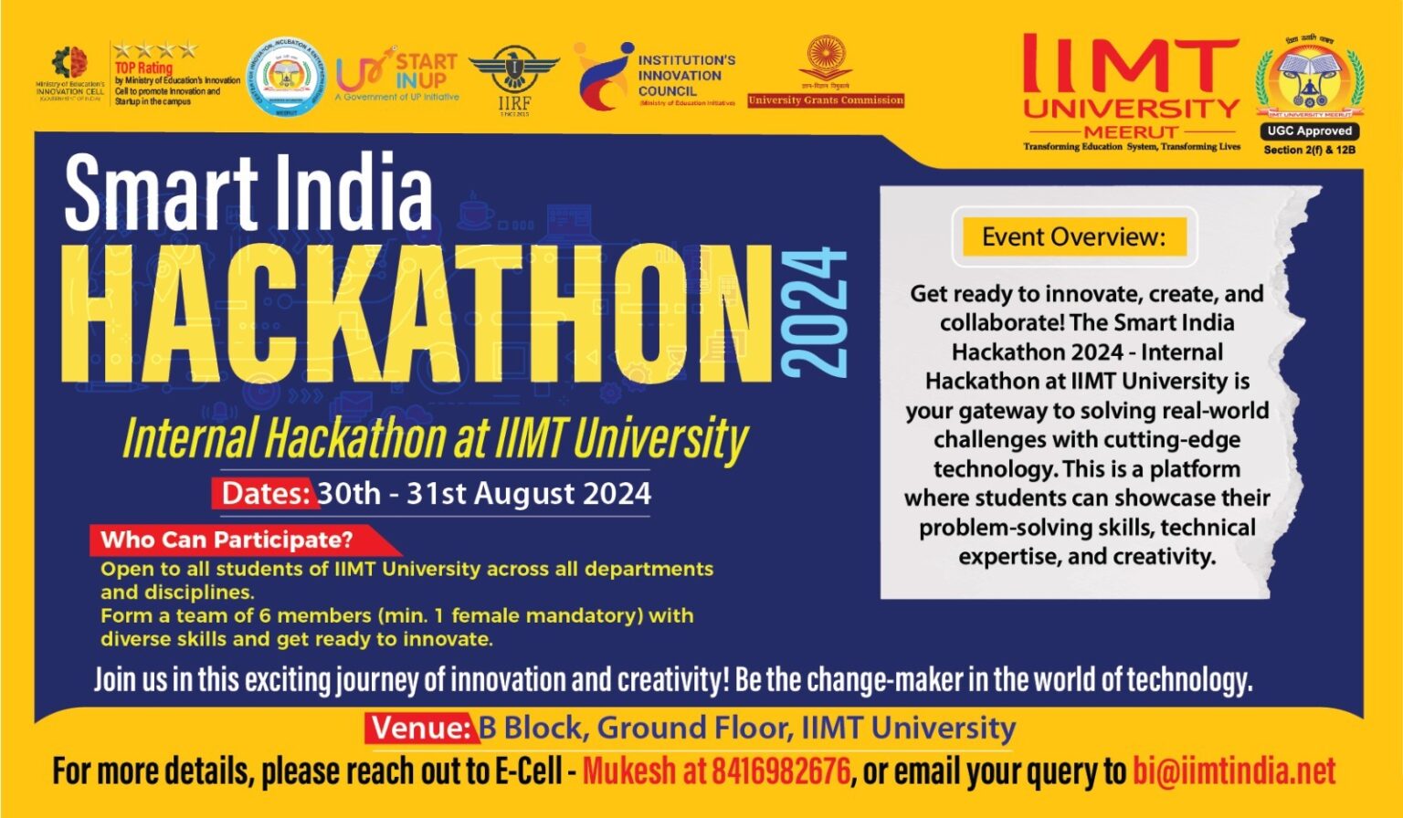IIMT University’s Internal Hackathon: Register Now and Ignite ...